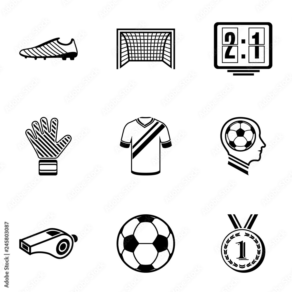 Football week icons set. Simple set of 9 football week vector icons for ...