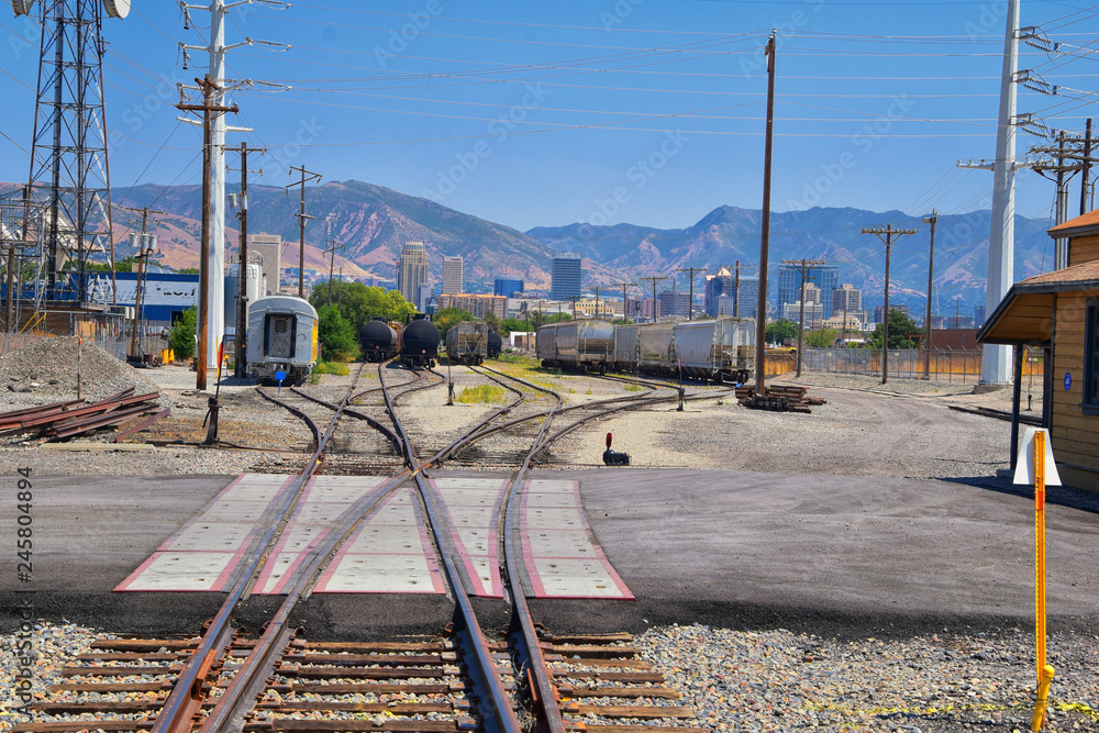 Views of Jordan River Trail Pedestrian and Train Track Bridge with ...