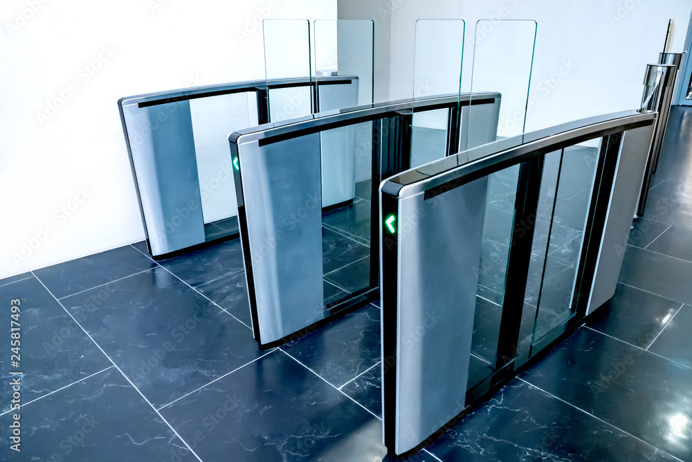 Turnstiles. Checkpoint. Automatic access control. Access system in the ...