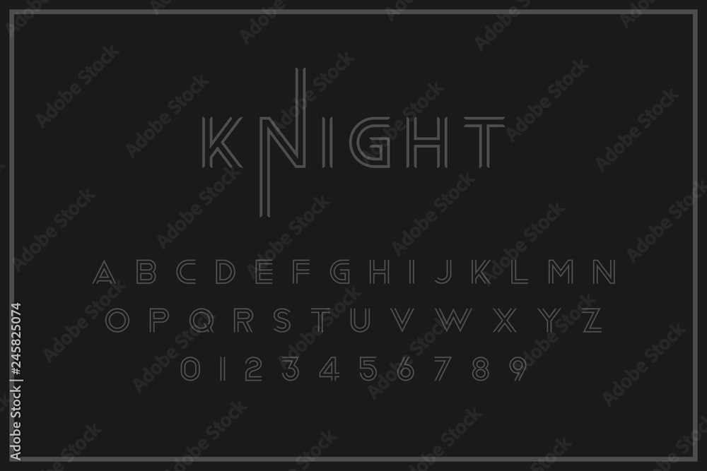 Original vintage royal font. A set of letters and numbers in retro ...