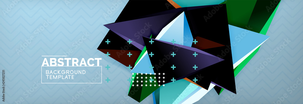 3d triangular shapes geometric background. Origami style pattern with ...