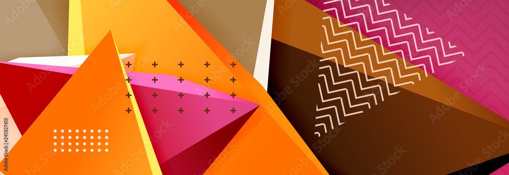 3d Triangular Shapes Geometric Background Origami Style Pattern With