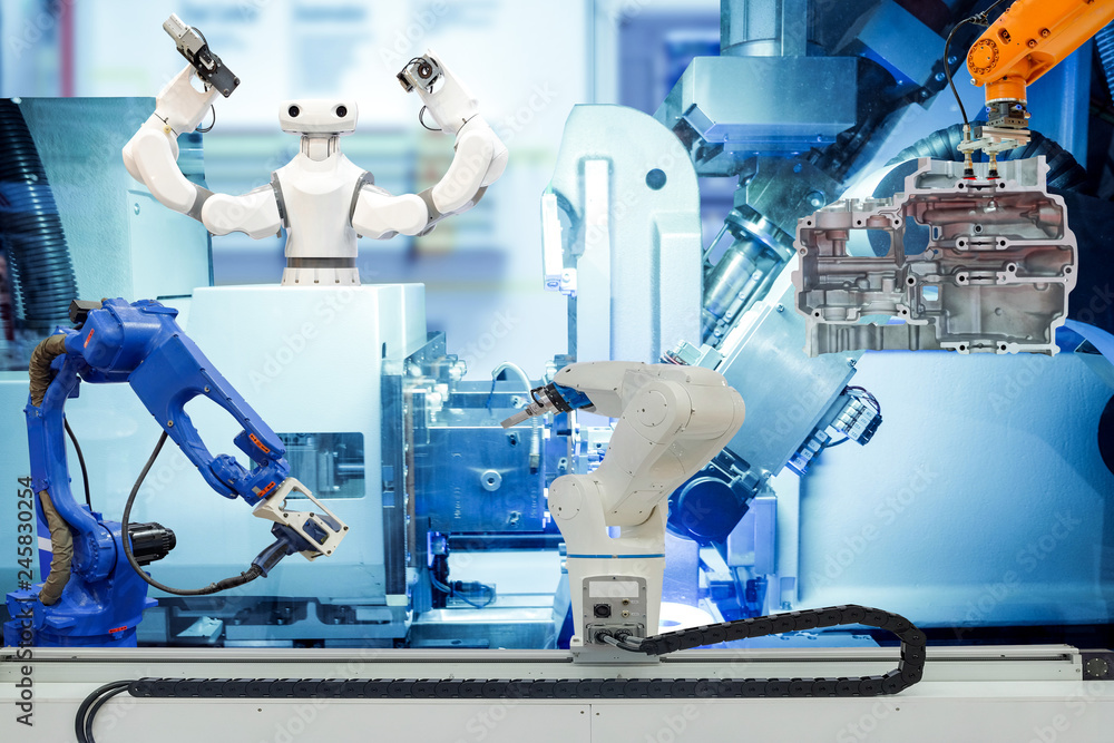 Industrial robotics gripping, smart robot and robotics 3D scan working ...