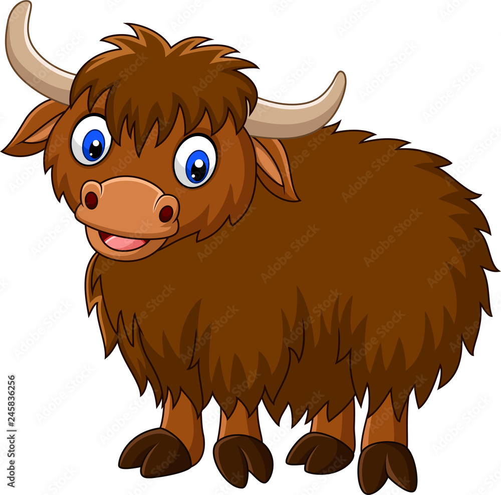 Cartoon happy yak Stock Vector | Adobe Stock