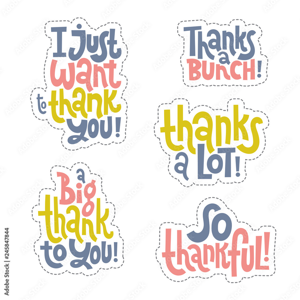 Thank you quotes and stickers Stock Vector | Adobe Stock