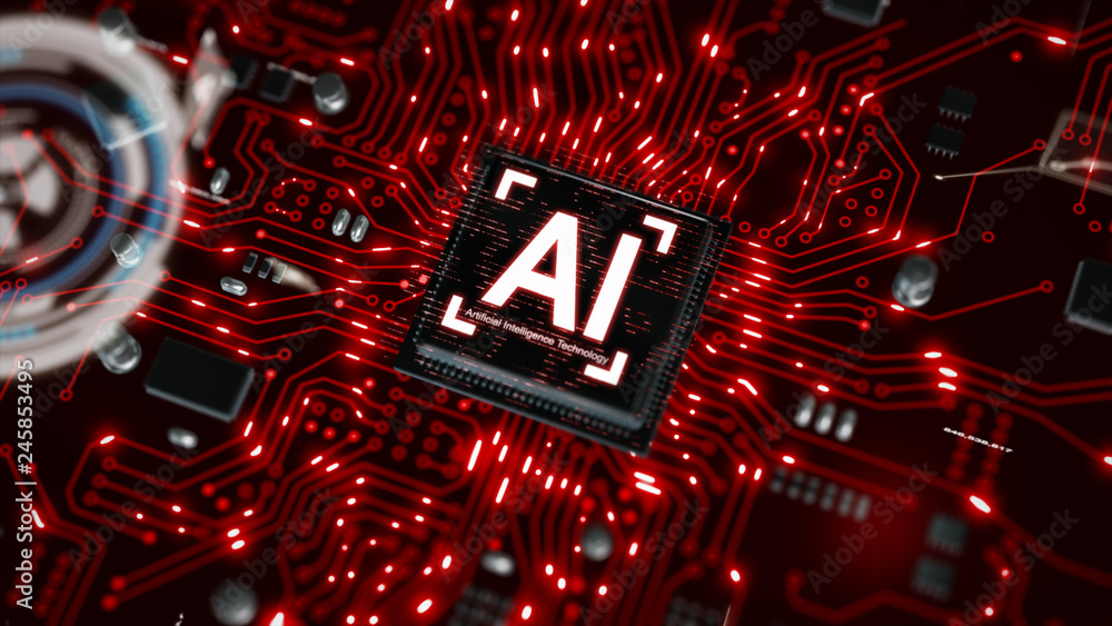 3D render AI artificial intelligence technology CPU central processor ...