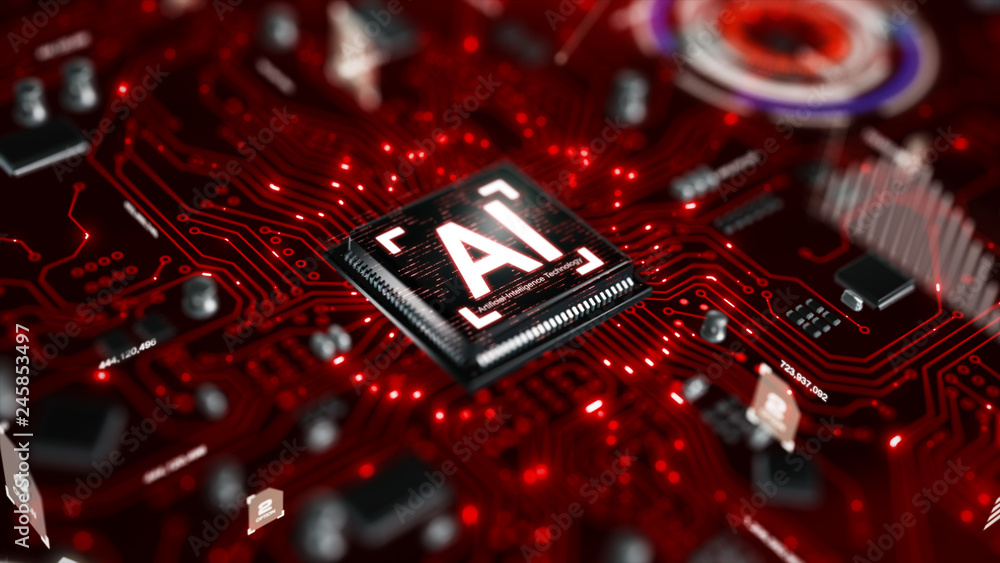 3D render AI artificial intelligence technology CPU central processor ...