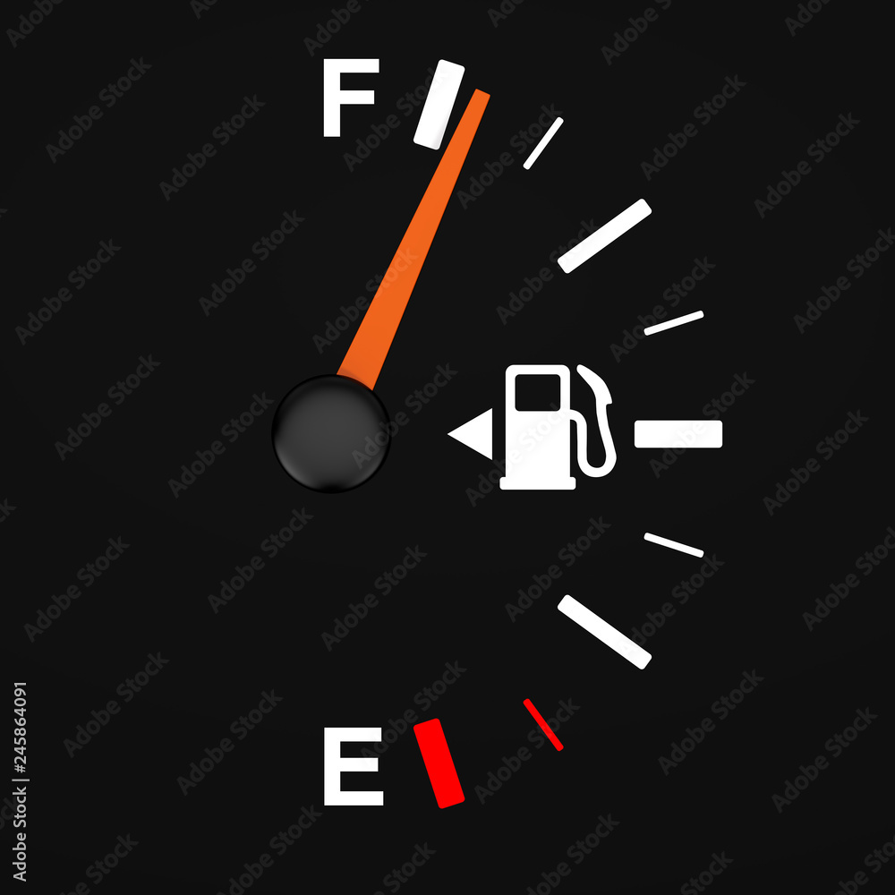 Fuel Dashboard Gauge Showing a Full Tank. 3d Rendering Stock ...