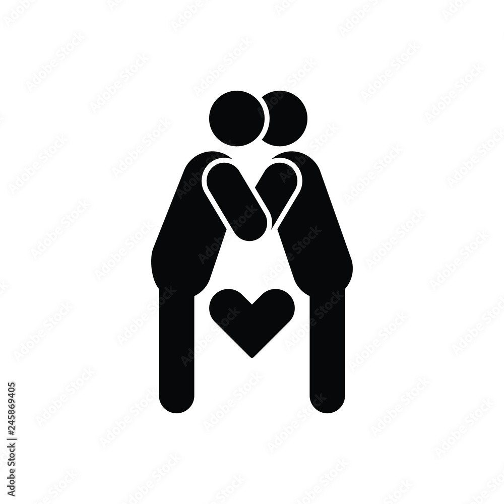 Black solid icon for Kissing Stock Vector | Adobe Stock