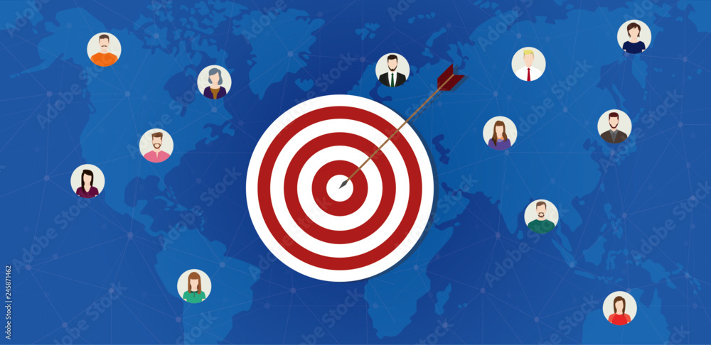 customer target business company target with dart goals and people icon ...