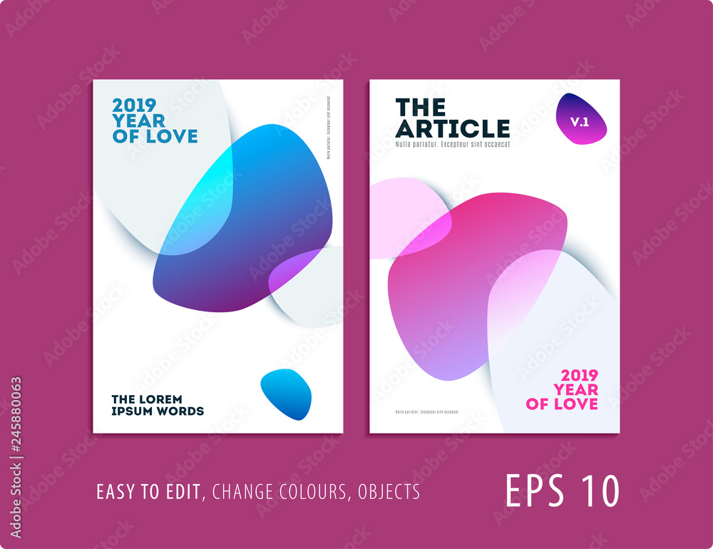 Design of brochure smooth soft template. Creative abstract set, annual ...