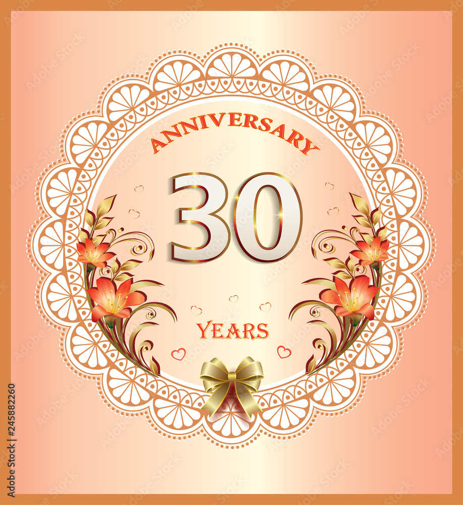 Anniversary 30 years , happy Birthday, greeting card, background Stock ...