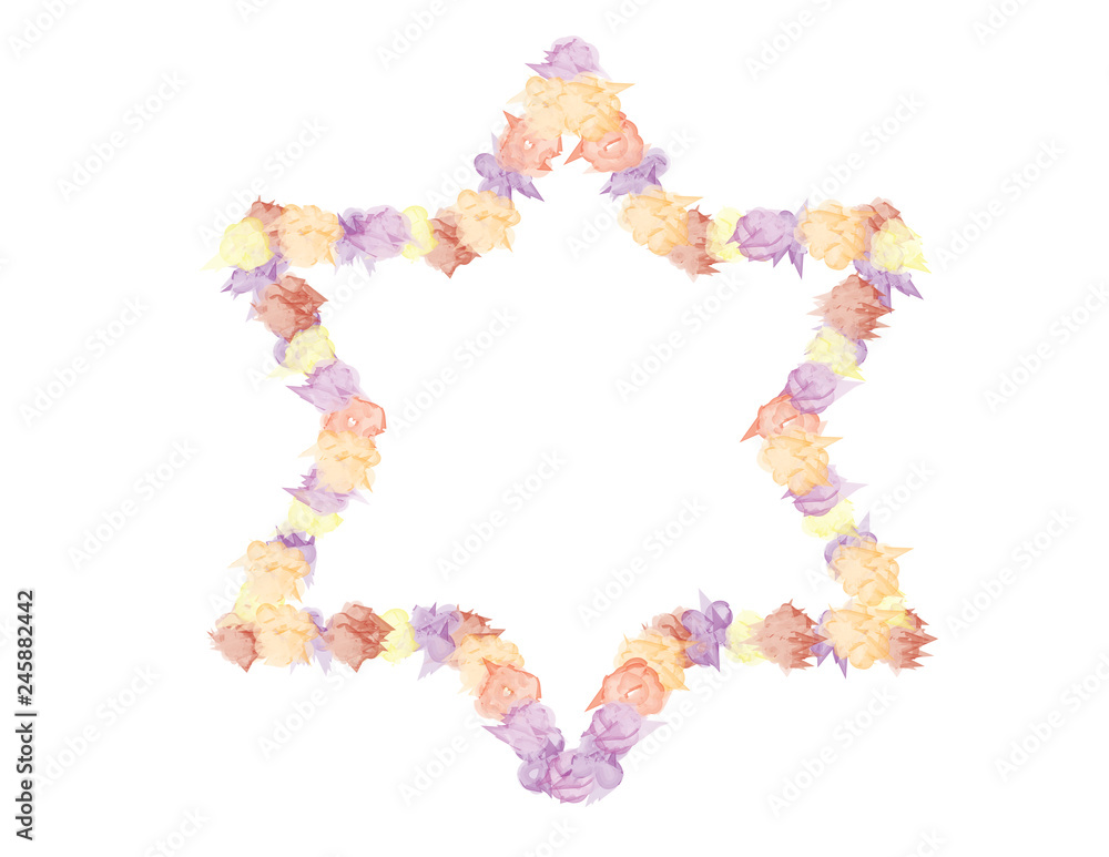 Star of David shape from Hand drawn flowers on White background Stock ...