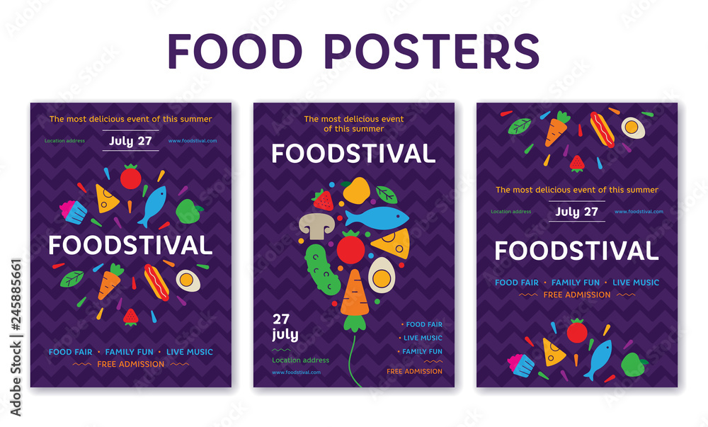 Food Poster Vector Template Set Stock Vector | Adobe Stock