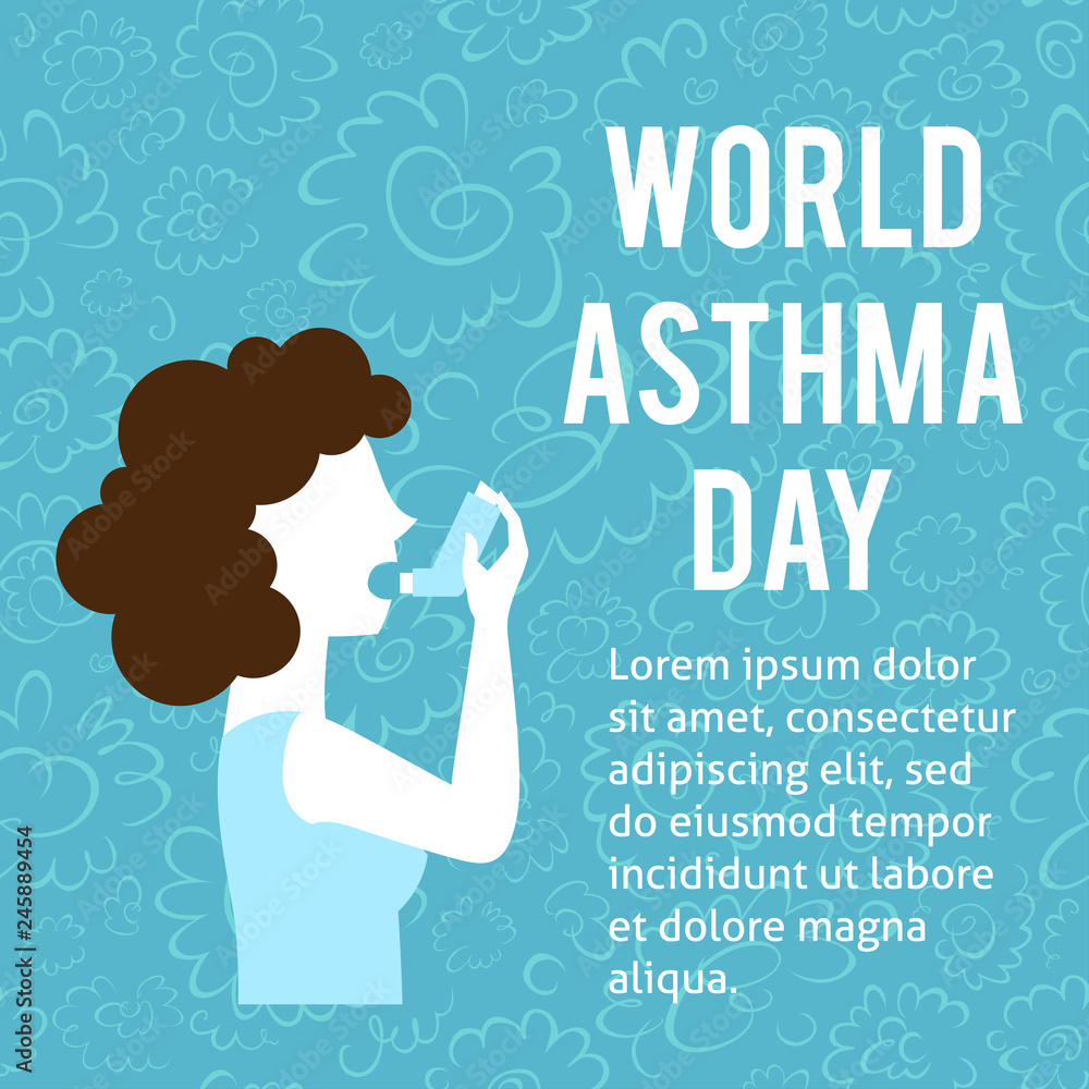 Póster A vector image with a patient with asthma using the inhaler ...