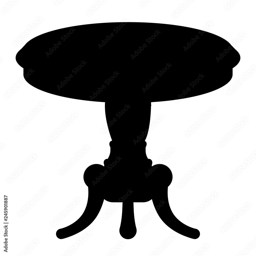 Vintage coffee table silhouette isolated. Small table silhouette Stock ...