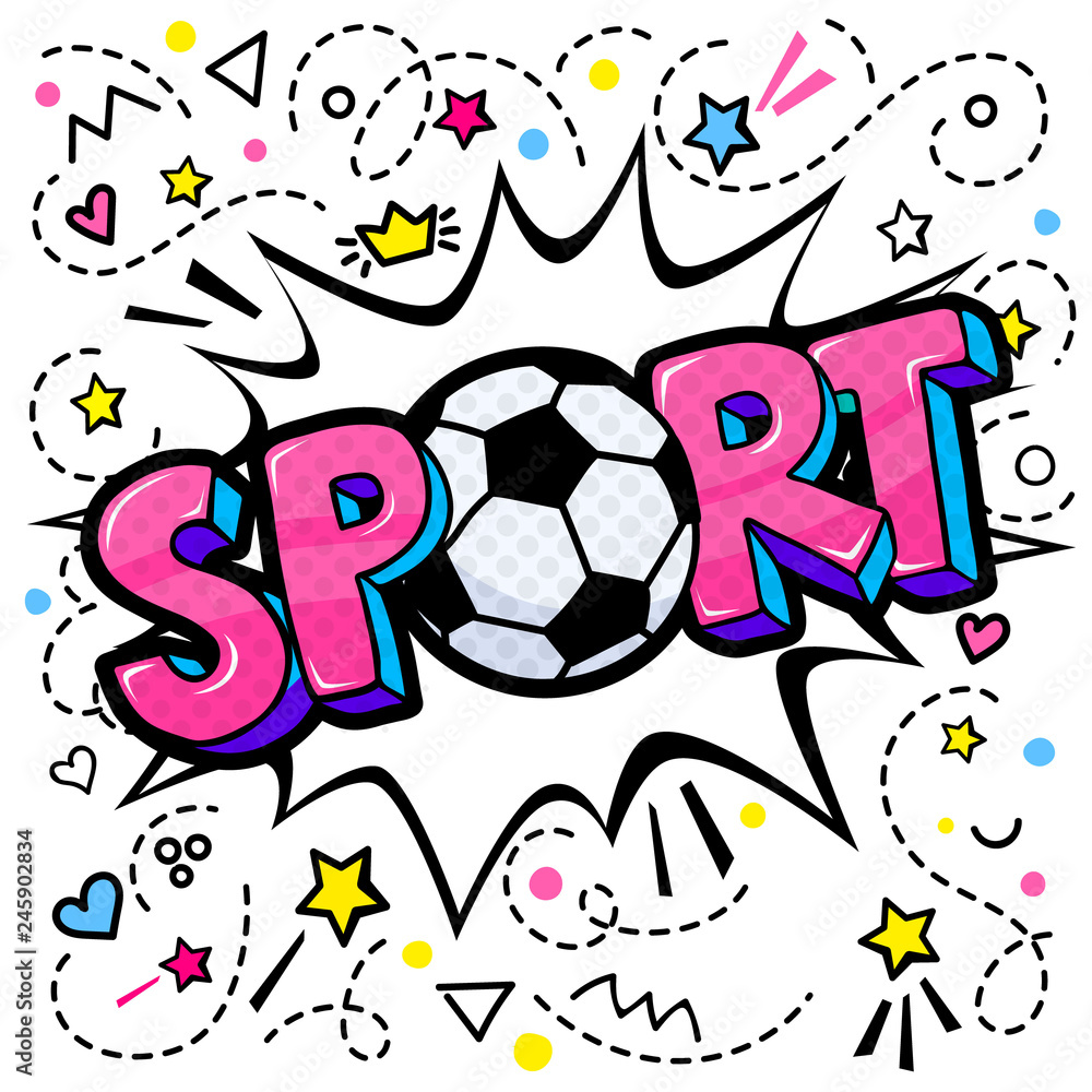 Message Sport with soccer ball in pop art style Stock Vector | Adobe Stock