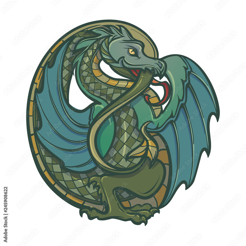Decorative dragon. Medieval gothic style concept art. Design element ...
