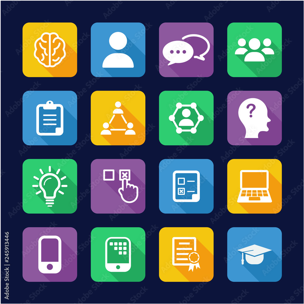 Quiz or Pop Quiz Icons Flat Design Stock Vector | Adobe Stock