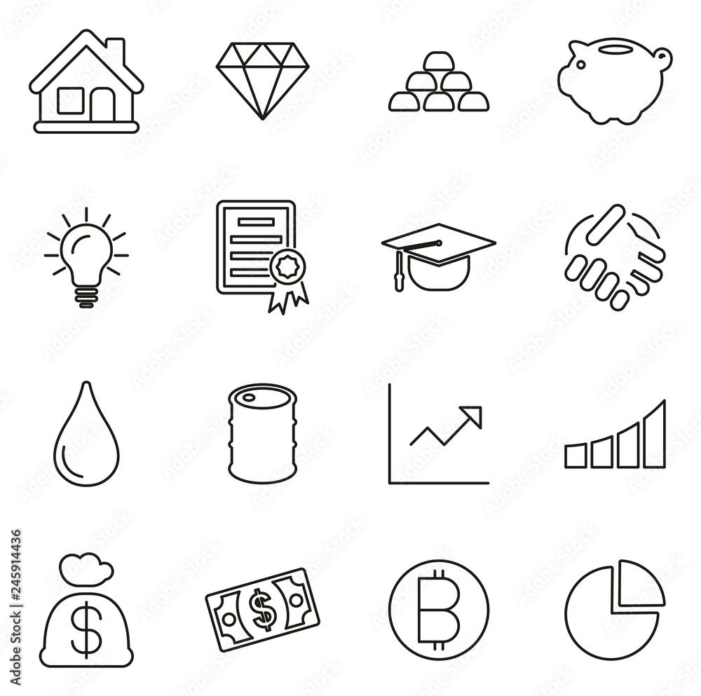Investment Plan Icons Thin Line Vector Illustration Set Stock Vector ...