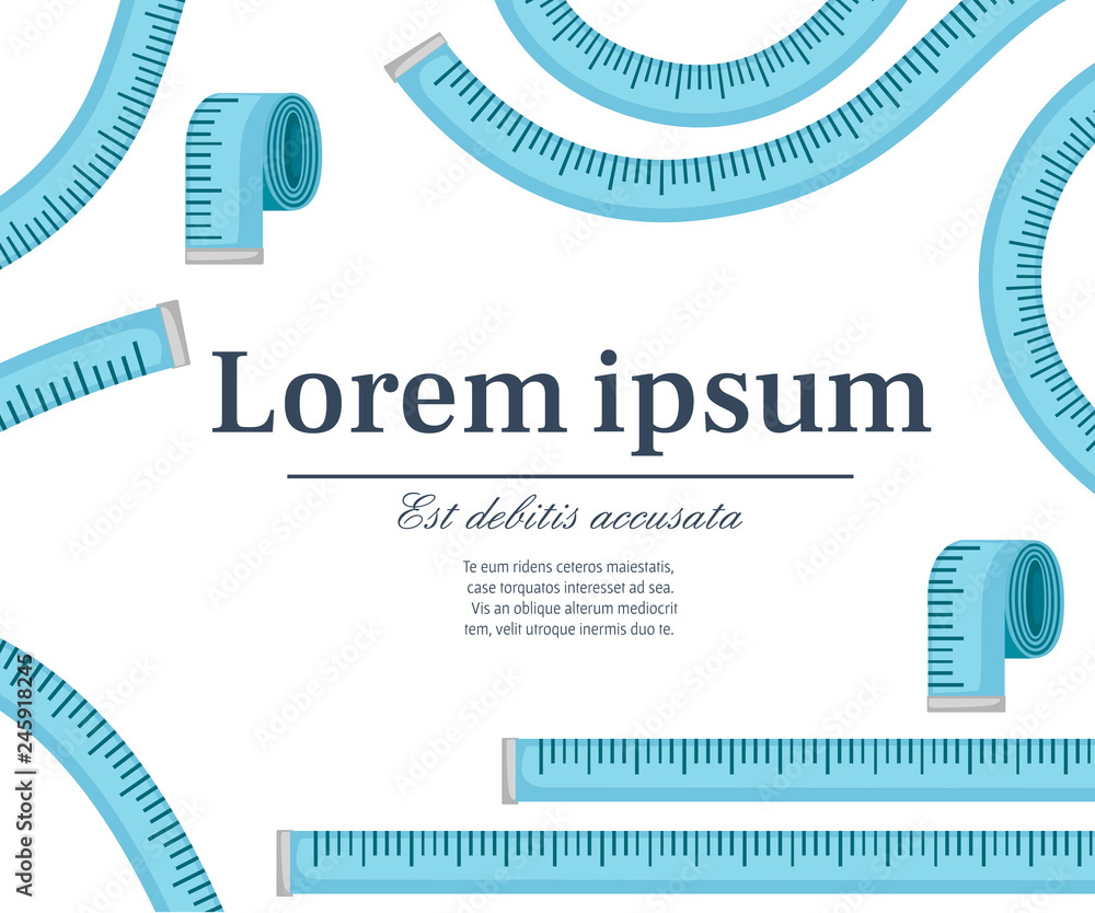 Blue sewing measure tape. Concept for sewing. Flat vector illustration ...