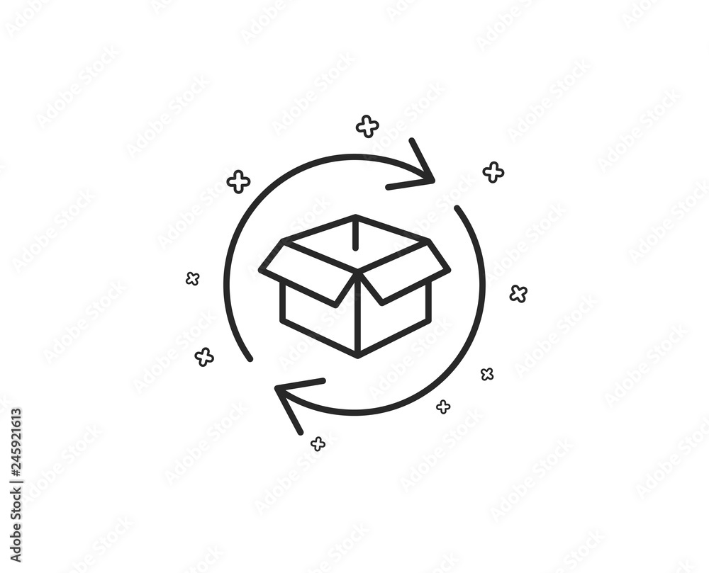 Exchange of goods line icon. Return parcel sign. Package tracking ...