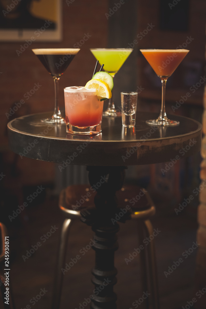 table of cocktails Stock Photo | Adobe Stock