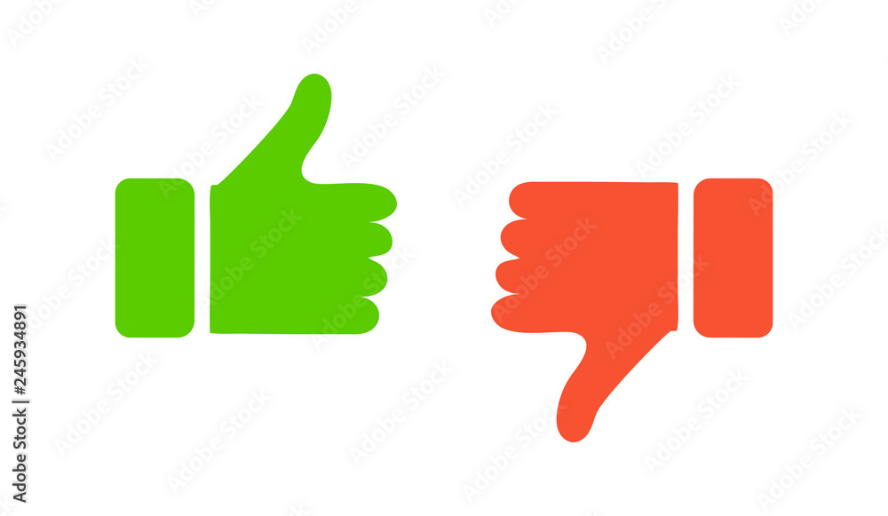 Thumbs up and down sign no and yes in green and red color Stock Vector ...