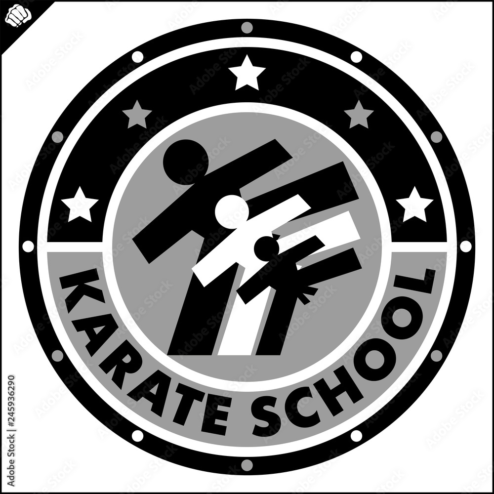 Karate high kick emblem. Martial art colored simbol design. Vector, EPS ...