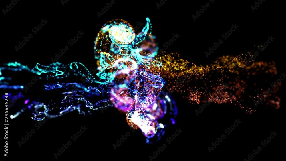 collision of two streams of particles in 4k. ink effect advection ...