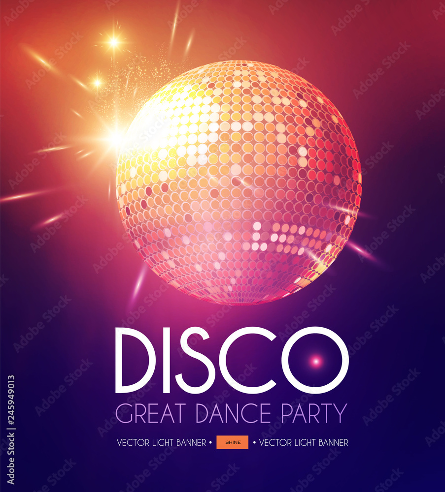 Disco Party Flyer Templatr with Mirror Ball and Light Effects. Stock ...