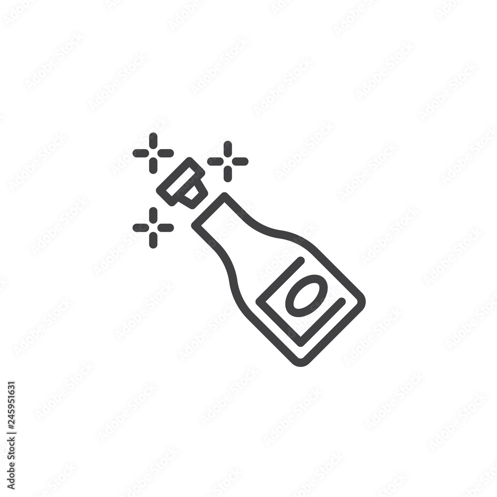 Champagne bottle popping line icon. linear style sign for mobile ...