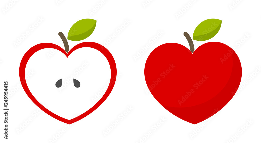 Red heart shaped apples Stock Vector | Adobe Stock