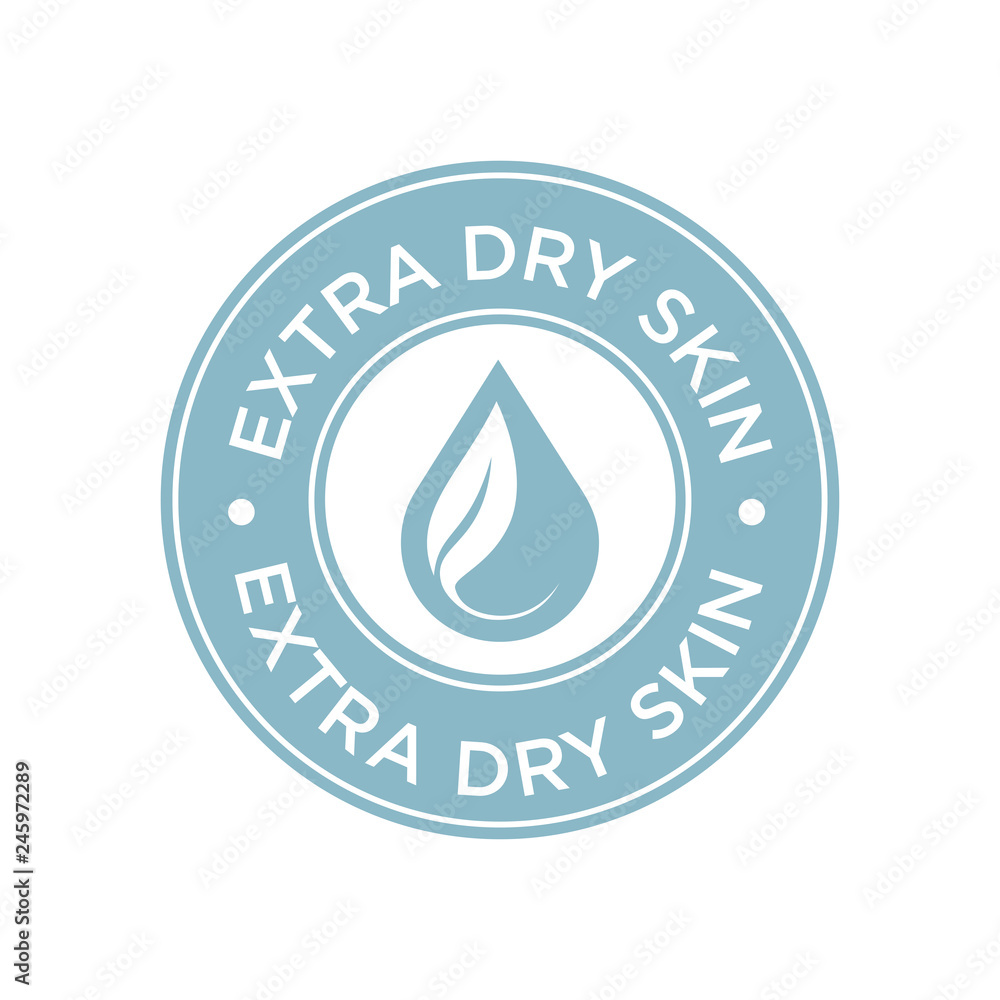 Extra dry skin icon. Label with skin type indicator for personal care ...