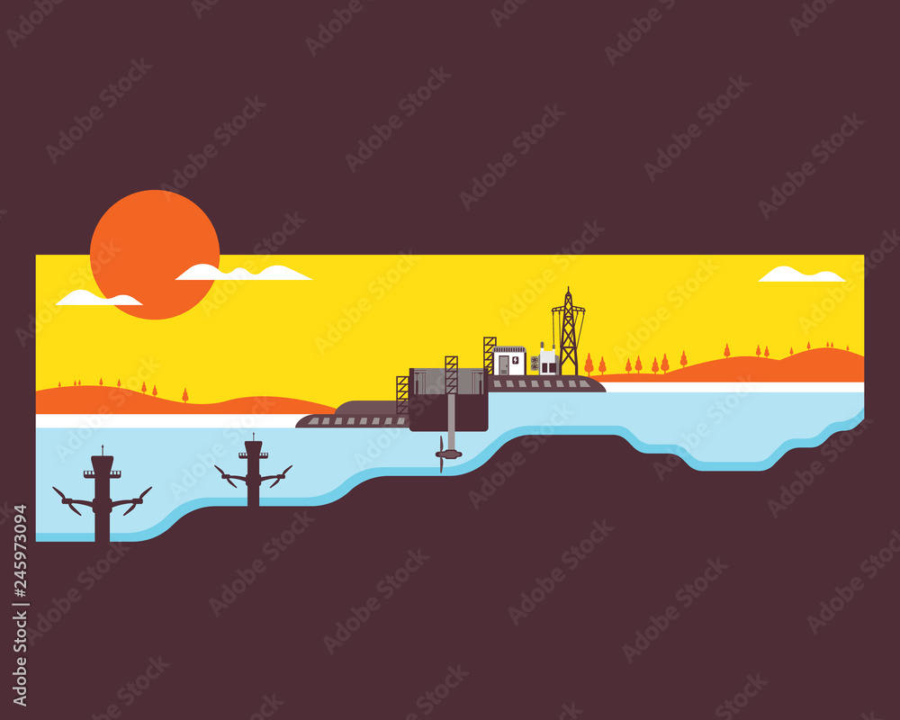 Poster tidal energy, tidal power plant generate the electricity – Wall ...