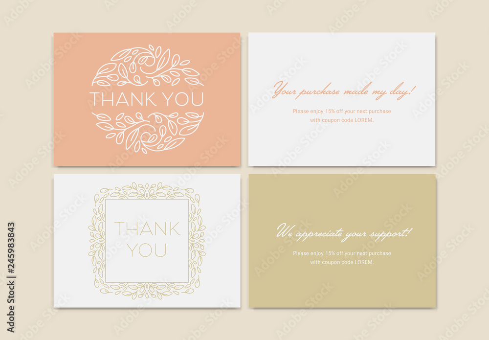 Set of Thank You Card Layouts Stock Template | Adobe Stock