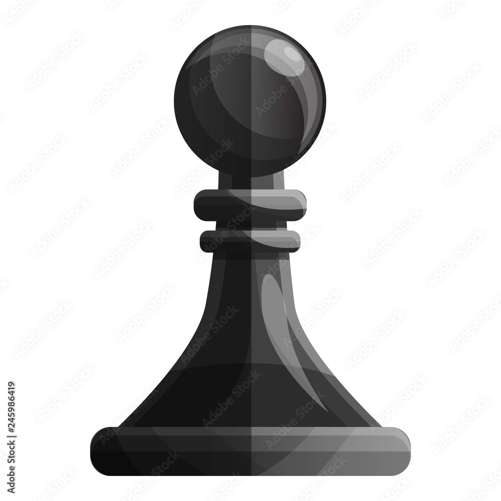 Black pawn piece icon. Cartoon of black pawn piece vector icon for web ...