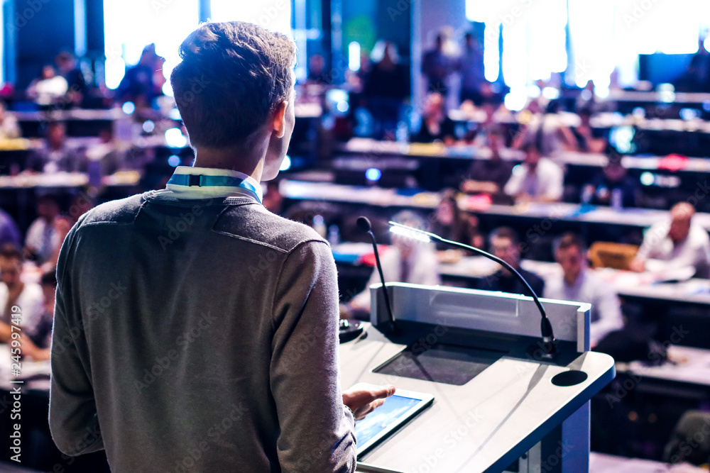 Redner am Pult Stock Photo | Adobe Stock