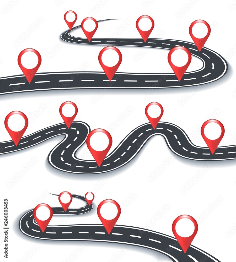 Road map information symbols. Roadmap driving navigation vector ...