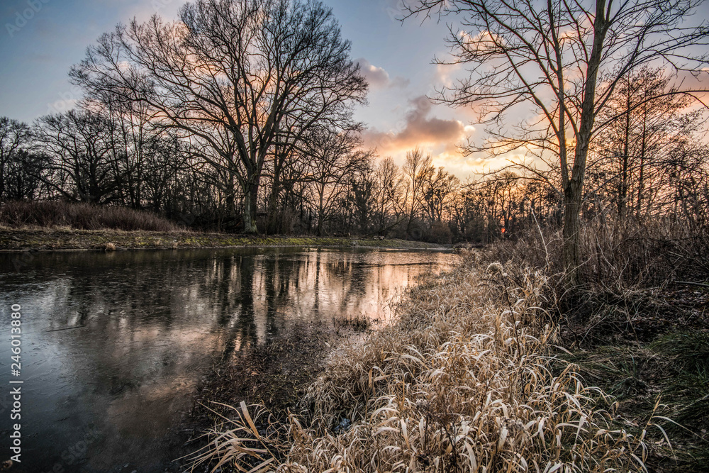 Rzeka Bystrzyca. Okolice Wrocławia dolnoślaskie, Polska . Miejsce na ...