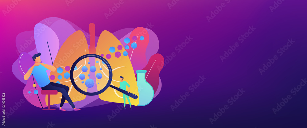 Male patient with anaphylactic symptoms and doctor with magnifier ...