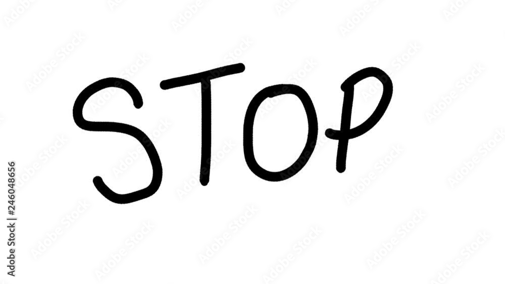 Hand drawn animation of STOP word.Cartoon looking drawing. vídeo do ...