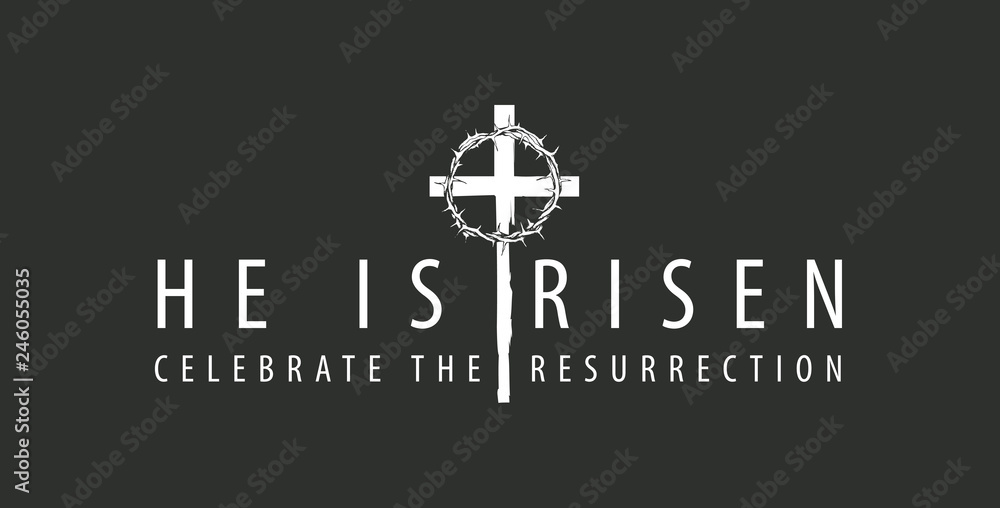 Black And White He Is Risen Banner