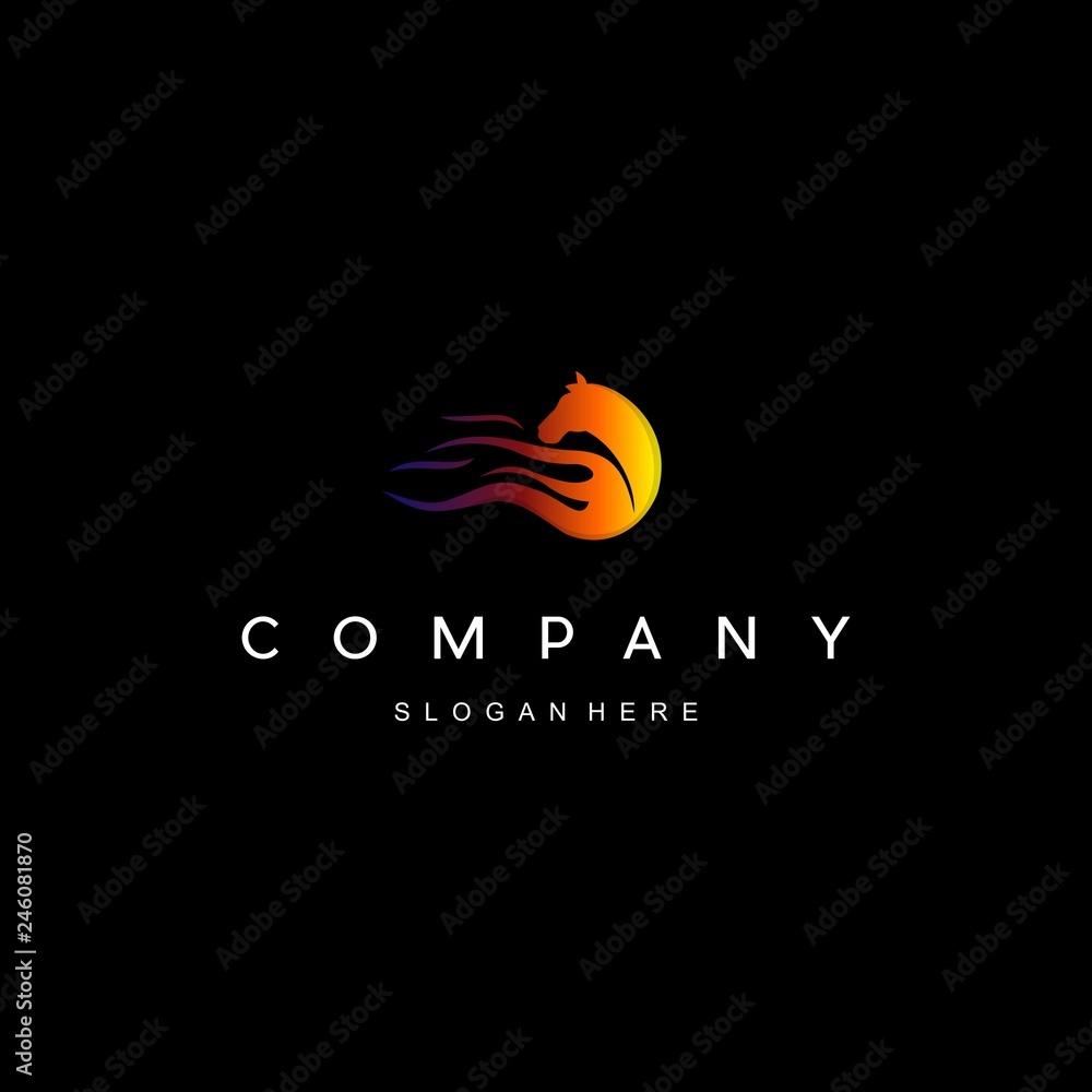 Horse Fire Animal Silhouette Illustration Vector Logo Stock Vector ...