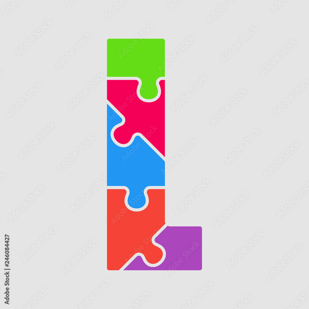 Vector puzzle piece letter - L. Jigsaw font shape. Stock Vector | Adobe ...