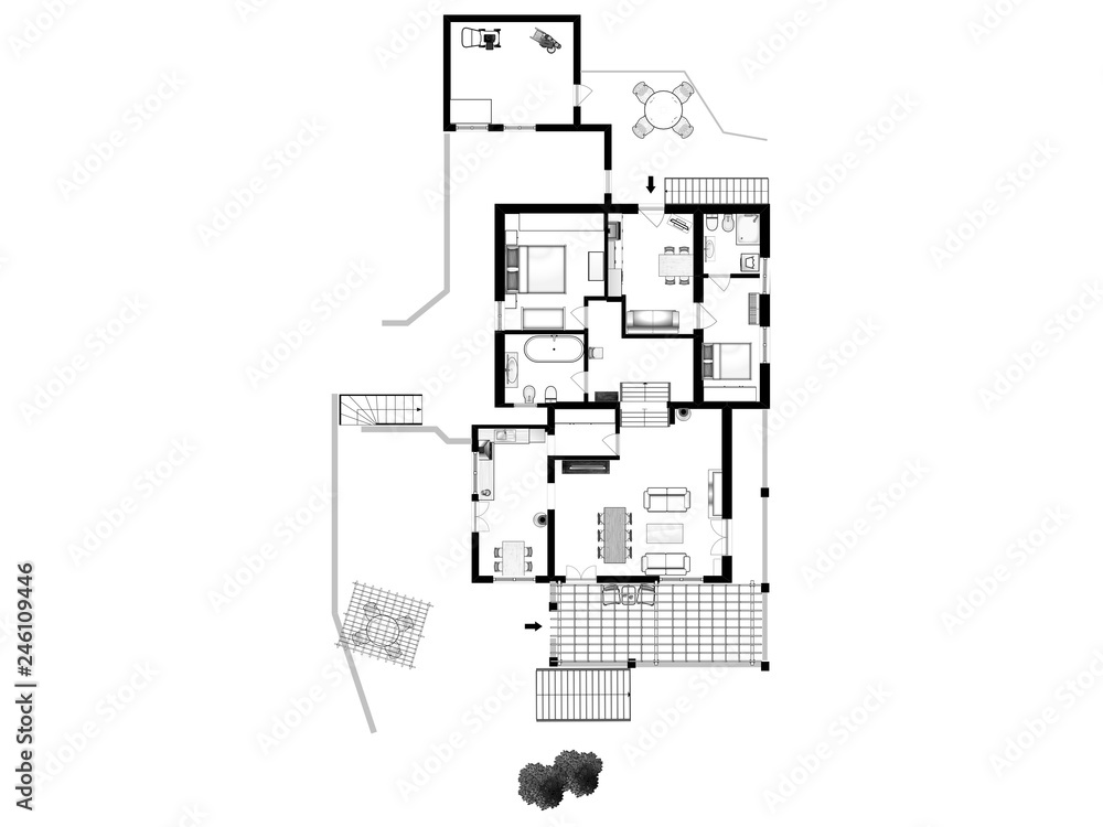2d floor plan Stock Illustration | Adobe Stock
