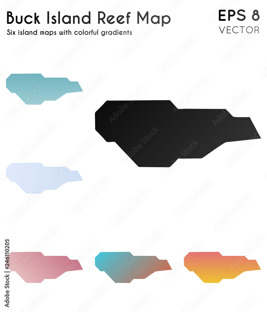 Map of Buck Island Reef with beautiful gradients. Appealing set of Buck ...