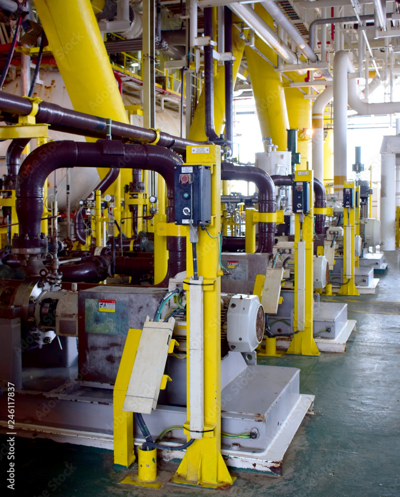 Centrifugal pump control box on site,Oil and gas offshore platform ...