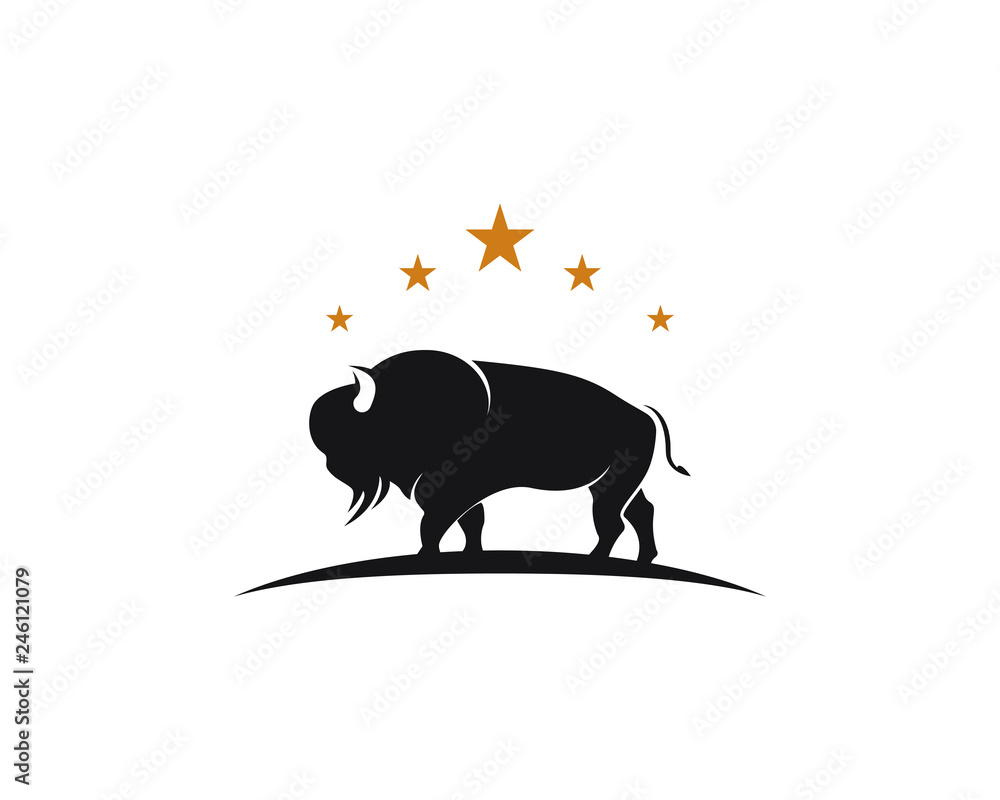 Bison logo icon vector template illustration Stock Vector | Adobe Stock