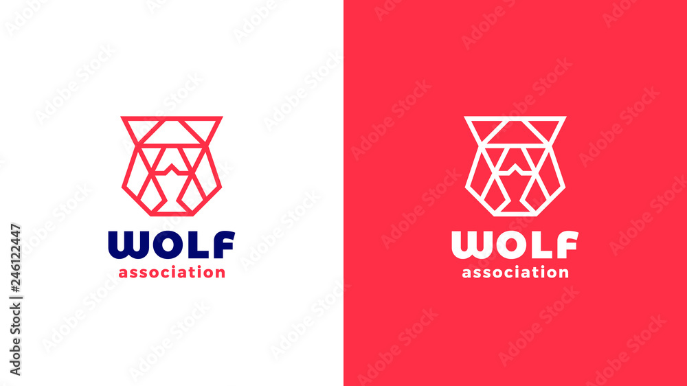 Wolf head Logotype template, positive and negative variant, corporate ...